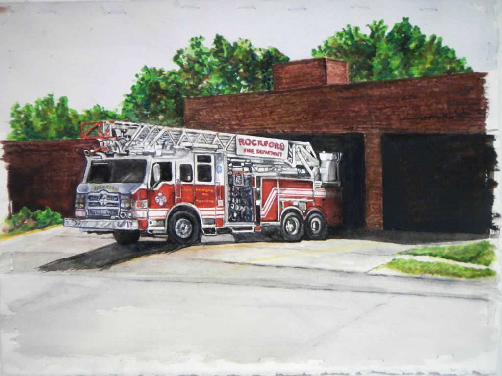 Fire Station Watercolor Paintings | Artist Jean Apgar